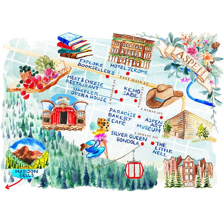 Map of Aspen | Stationery Map – Potesta Designs Shop